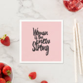 Girl Power Woman is the New Strong in Pink Black Napkins | Zazzle