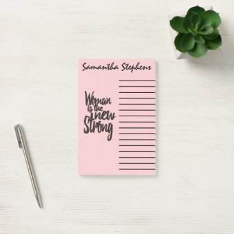 Girl Power Woman is the New Strong in Pink Black Post-it Notes | Zazzle
