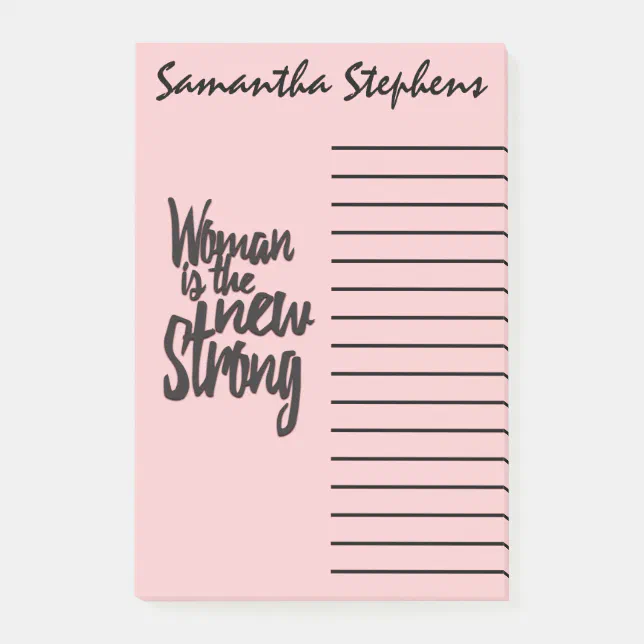 Girl Power Woman is the New Strong in Pink Black Post-it Notes | Zazzle
