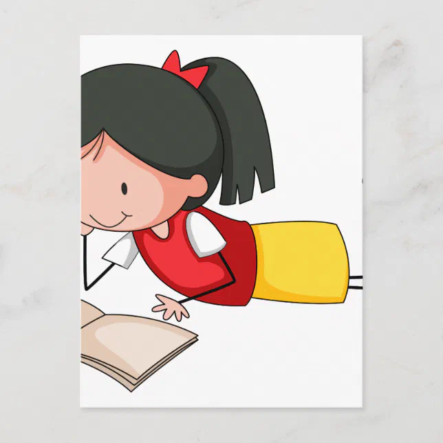 Girl reading postcard | Zazzle