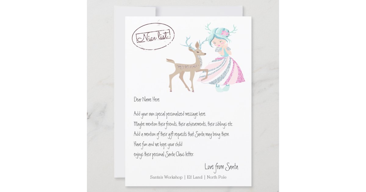 Girl Reindeer Letter From Santa Personalized Holiday Card | Zazzle