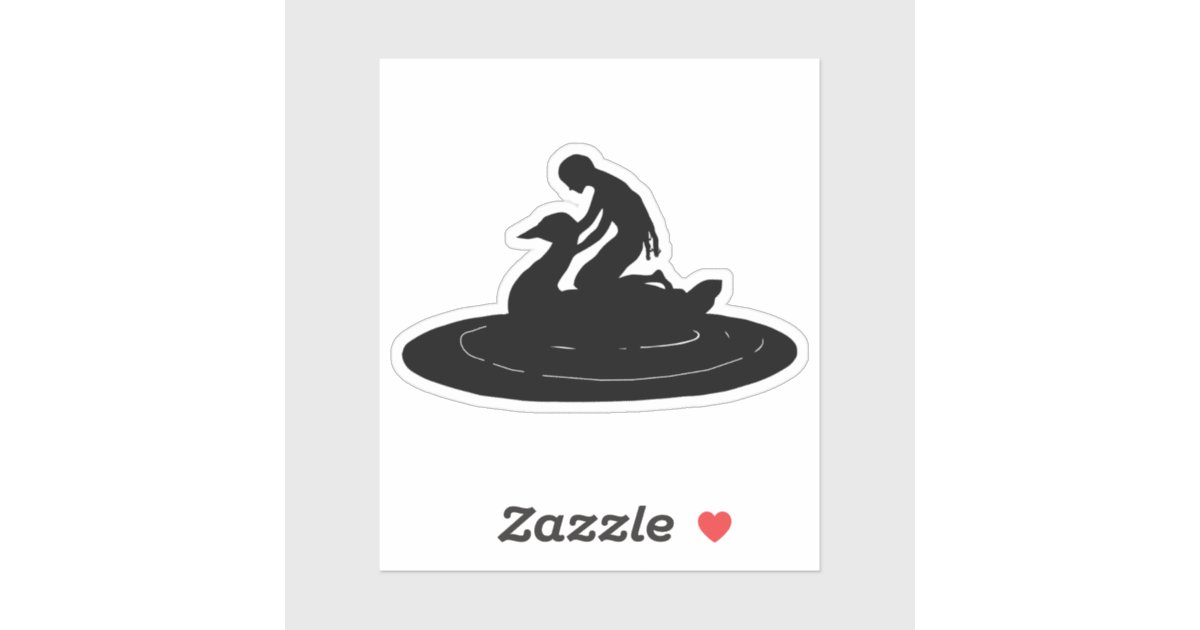Girl Riding Swan Silhouette Fantasy Fairytale Art Sticker | Zazzle