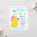 Girl Rubber Duck Splish Splash Baby Shower Invitation | Zazzle