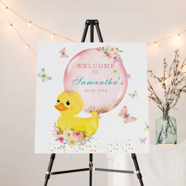Girl Rubber Duck Welcome Template Foam Board | Zazzle