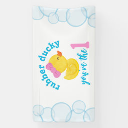 Girl Rubber Ducky 1st Birthday Party Banner | Zazzle