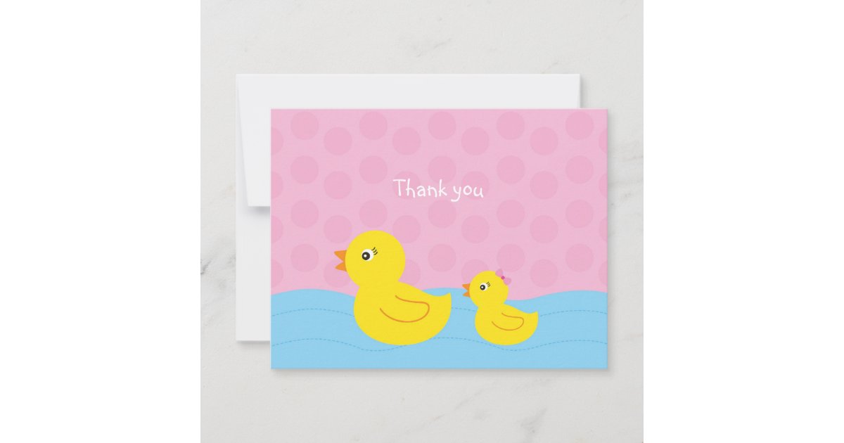 Girl Rubber Ducky Duck Flat Thank You Note Cards | Zazzle
