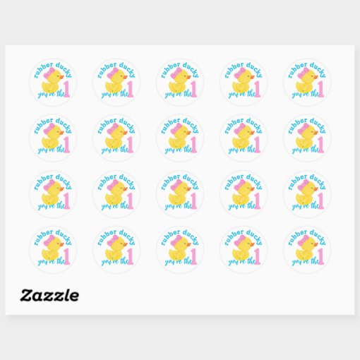 Girl Rubber Ducky You're the One Birthday Stickers | Zazzle