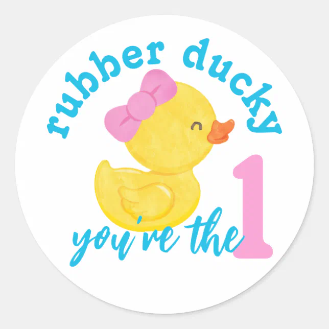 Girl Rubber Ducky You're the One Birthday Stickers | Zazzle