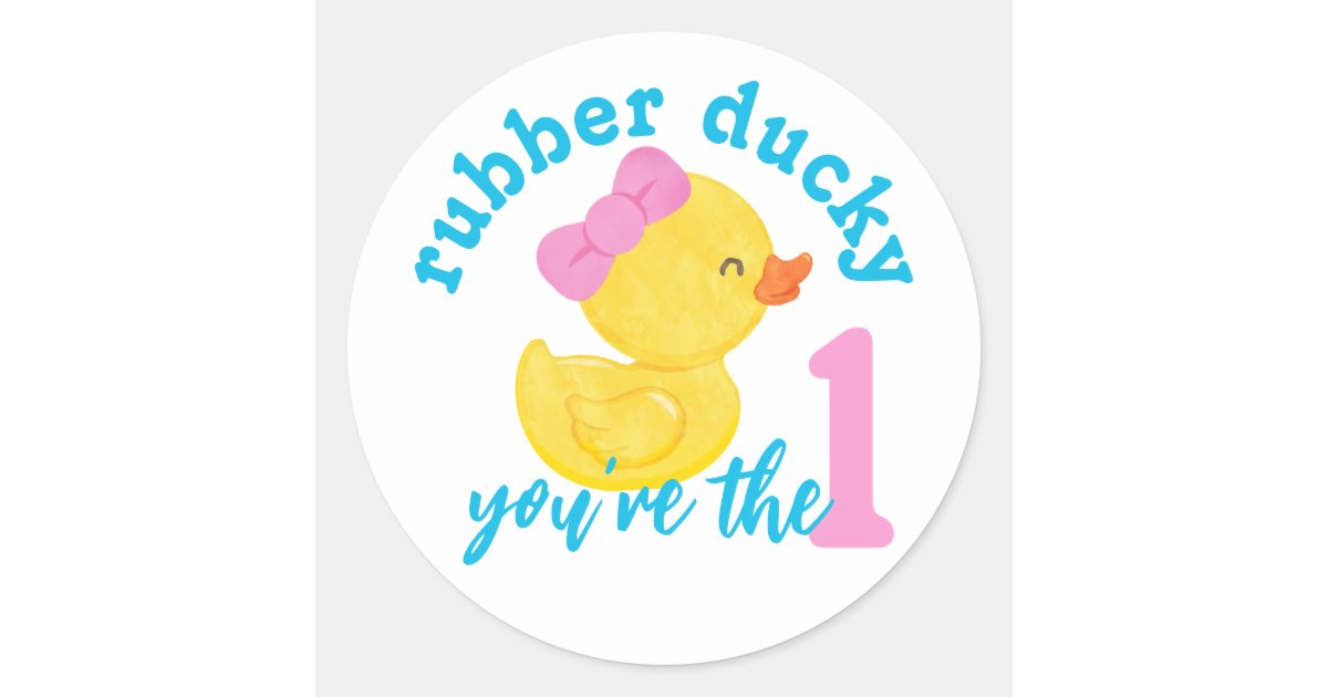 Girl Rubber Ducky You're the One Birthday Stickers | Zazzle