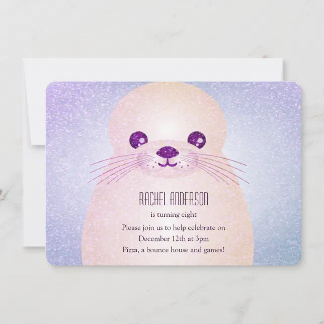 Girl’s Lilac Seal Birthday Party Invitation | Zazzle