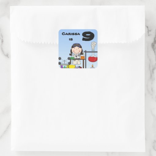 Girl Science Birthday Customized Stickers | Zazzle