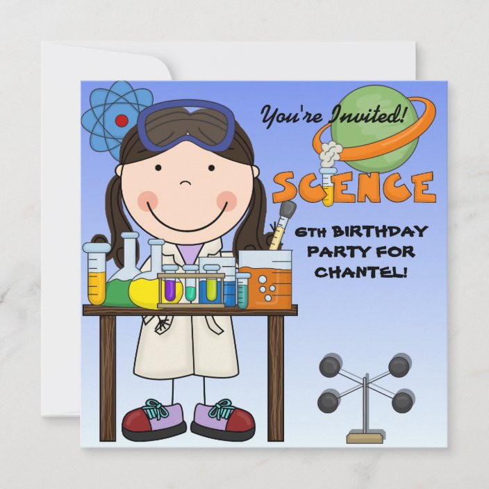 Girl Science Birthday Party Invitation | Zazzle.com