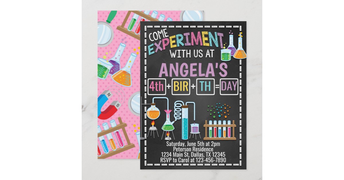 Girl Science Experiment Birthday Party Invitation | Zazzle