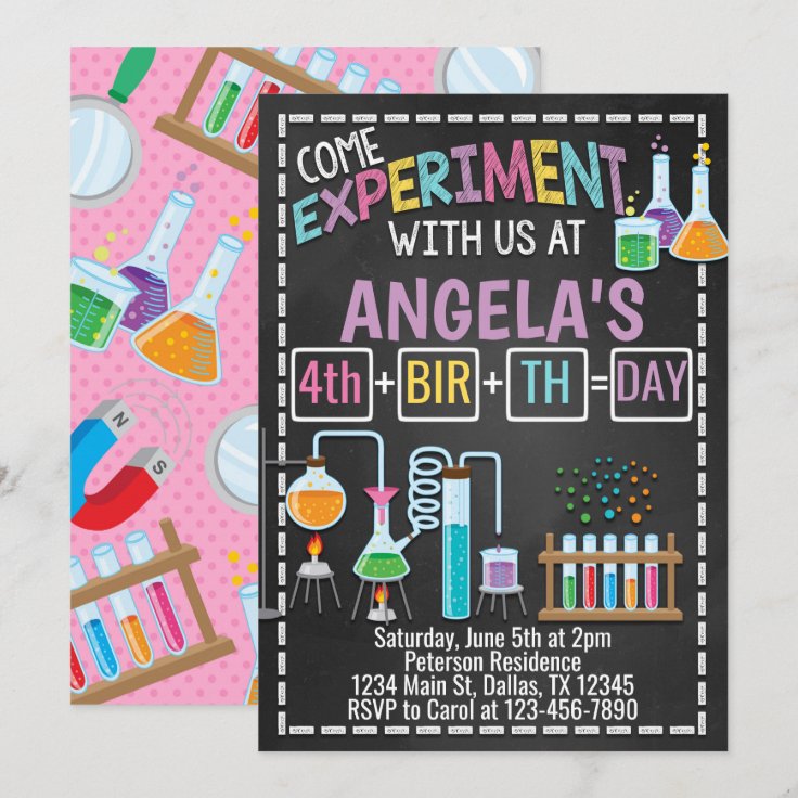 Girl Science Experiment Birthday Party Invitation | Zazzle