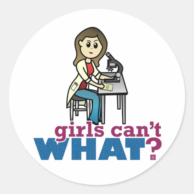 Girl Scientist Classic Round Sticker | Zazzle