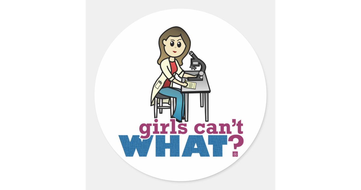 Girl Scientist Classic Round Sticker | Zazzle