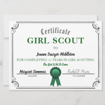 Girl Scouting Service Certificate Template | Zazzle