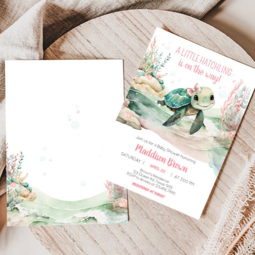 Girl Sea Turtle Baby Shower Invitation | Zazzle