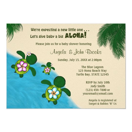 GIRL Sea TURTLE Baby Shower Invite PINK (Honu) 01B | Zazzle.com