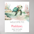 Girl Sea Turtle Baby Shower Welcome Poster | Zazzle