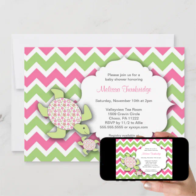 Girl Sea Turtles Baby Shower Invites Mother Baby | Zazzle