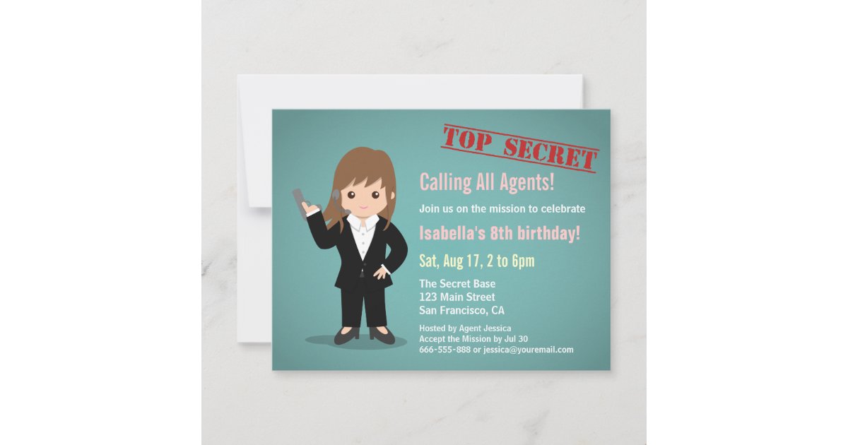 Girl Secret Agent Birthday Party Invitation | Zazzle
