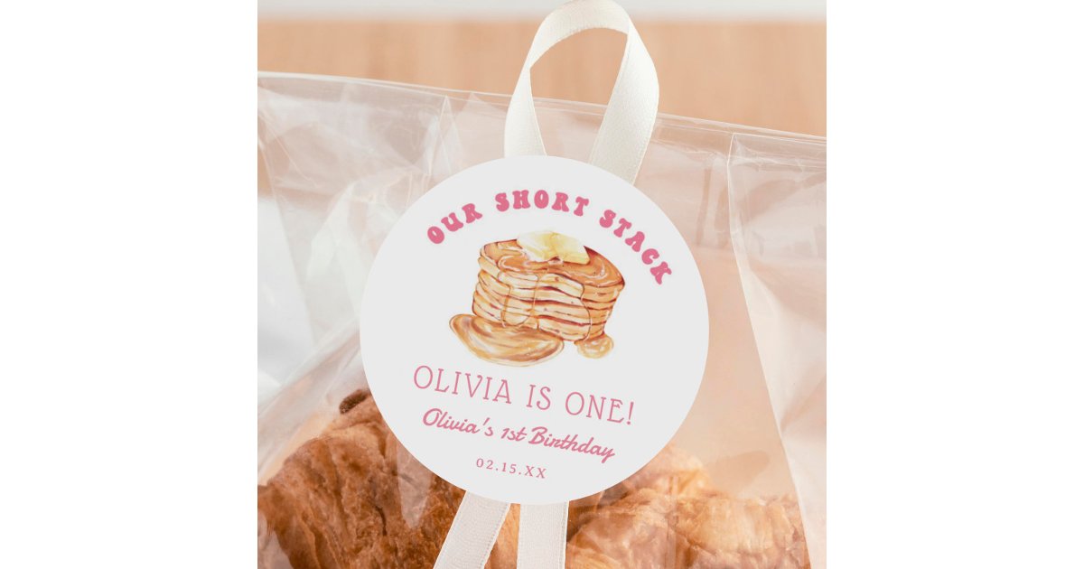 Girl Short Stack Pancake Breakfast Birthday Party Classic Round Sticker ...