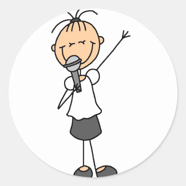 Girl Singer Stick Figure Stickers Sticker | Zazzle