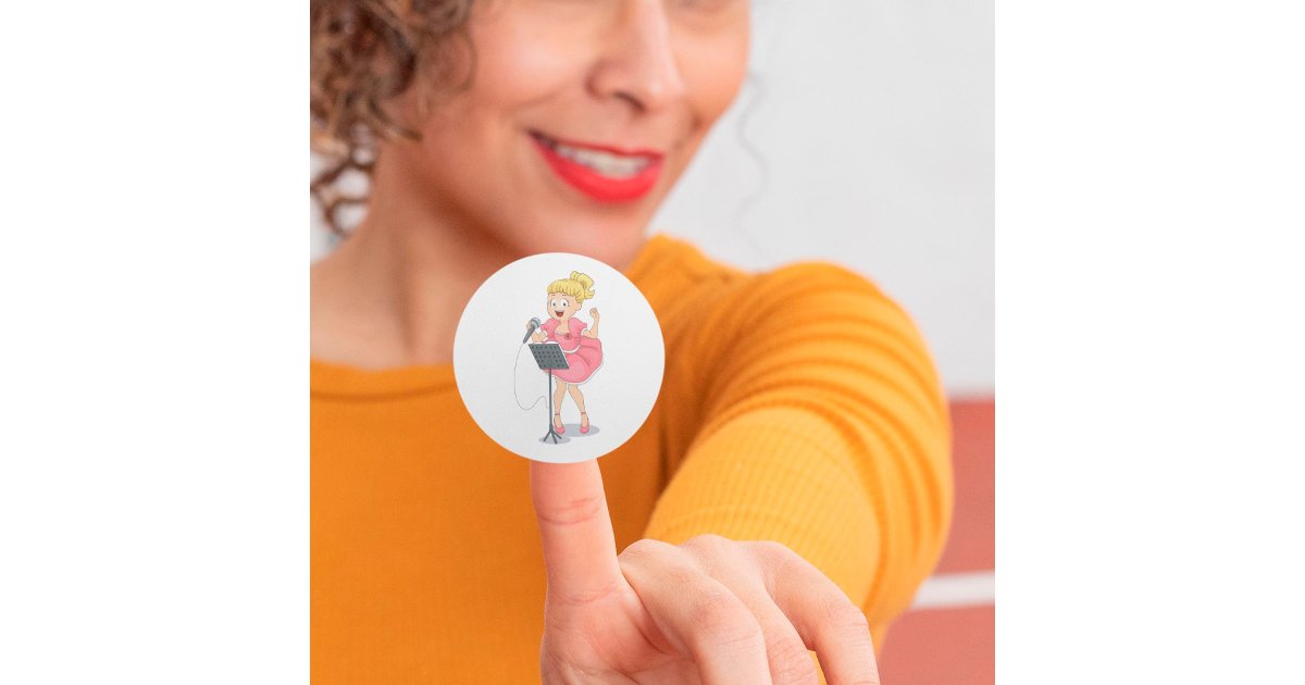Girl Singing Classic Round Sticker | Zazzle