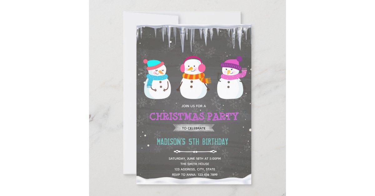 Girl snowman birthday invitation | Zazzle