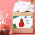 Girl Snowy Winter Day Rectangular Sticker | Zazzle