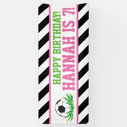 Girl Soccer Happy Birthday Banner | Zazzle