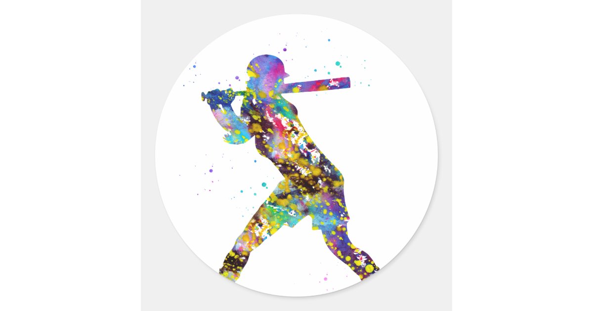 Girl Softball Player Classic Round Sticker | Zazzle
