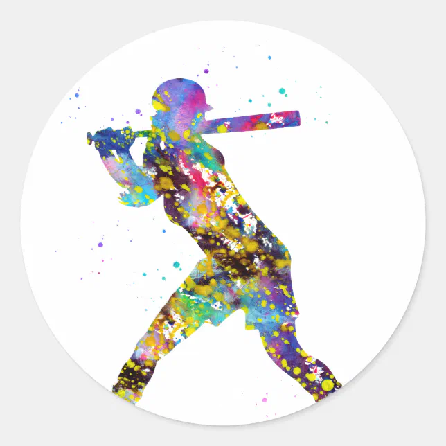 Girl Softball Player Classic Round Sticker | Zazzle