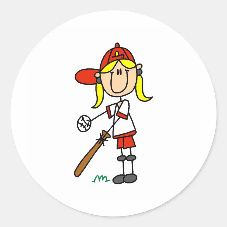 Girl Softball Player Sticker | Zazzle