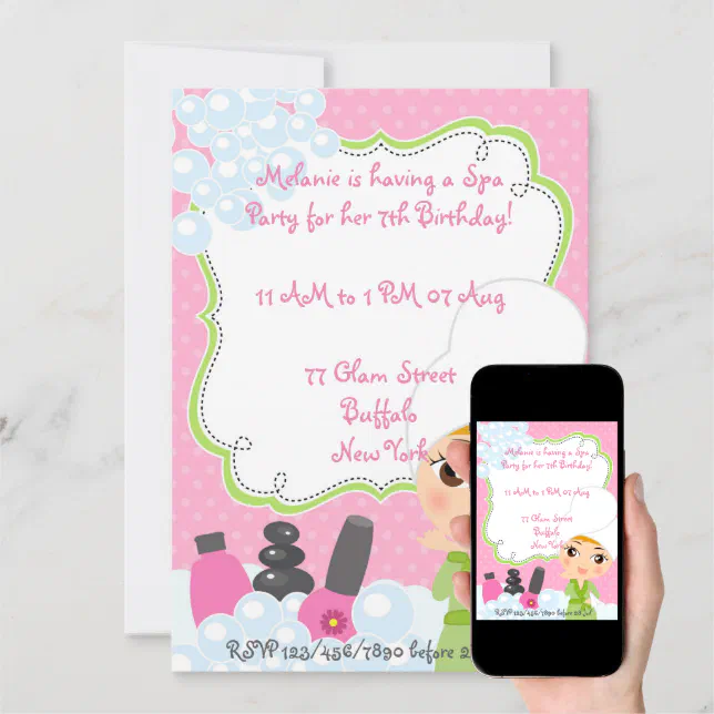 Girl Spa Birthday Party invitation | Zazzle