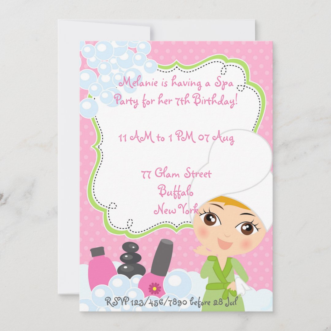 Girl Spa Birthday Party invitation | Zazzle