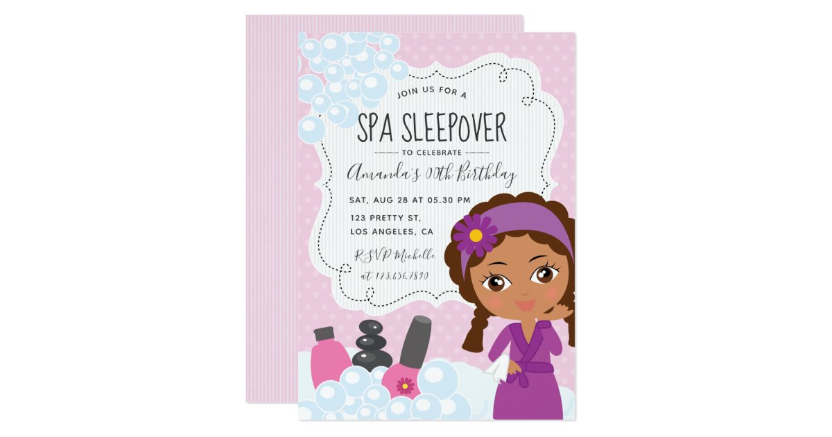 Girl Spa Sleepover Birthday Party Invitation | Zazzle.com