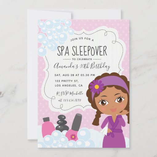Girl Spa Sleepover Birthday Party Invitation | Zazzle
