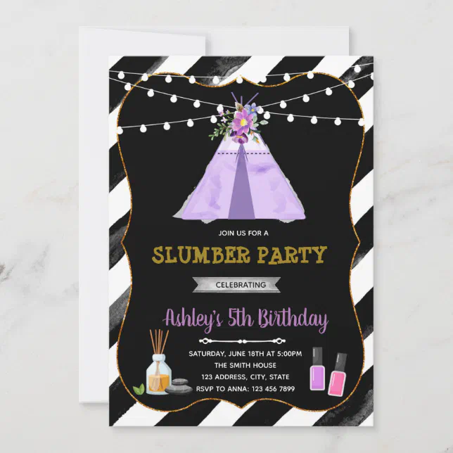 Girl spa slumber party invitation | Zazzle