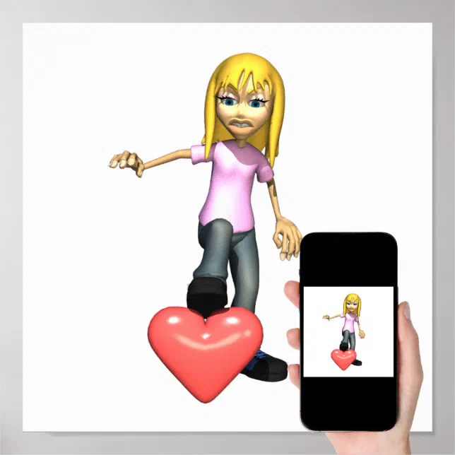 girl stepping on heart poster | Zazzle