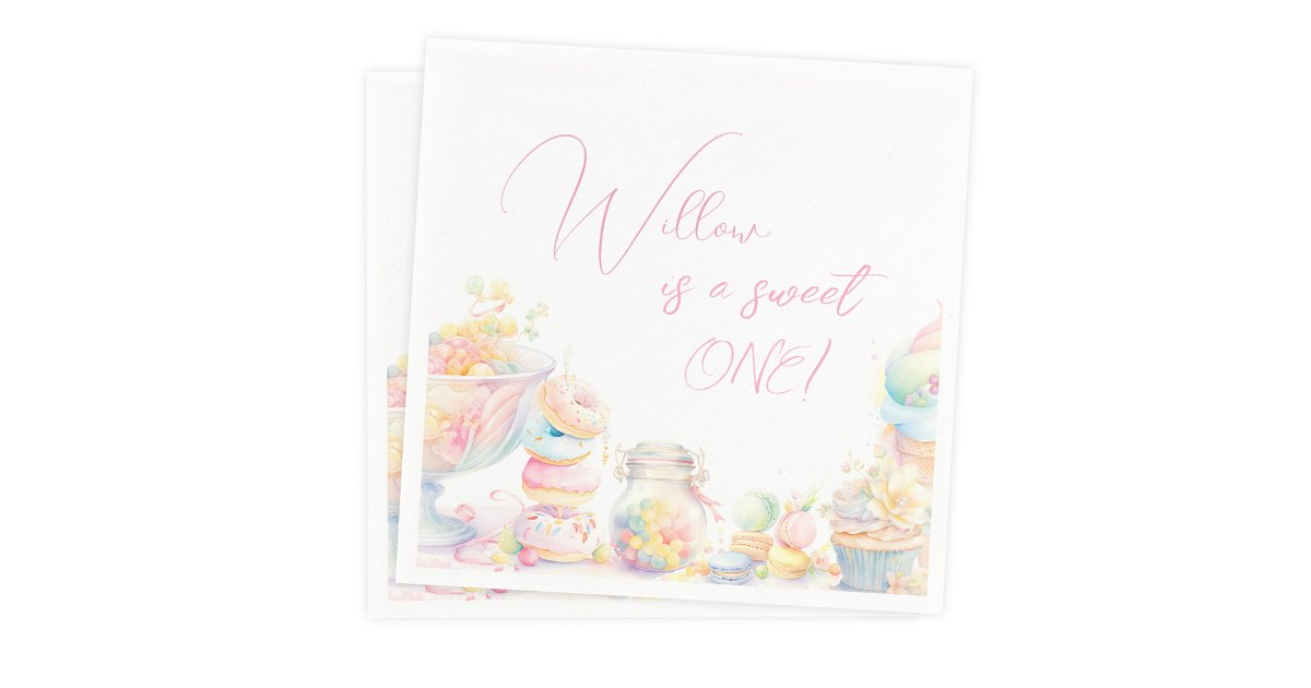 Girl Sweet One Sweets First Birthday Napkins | Zazzle