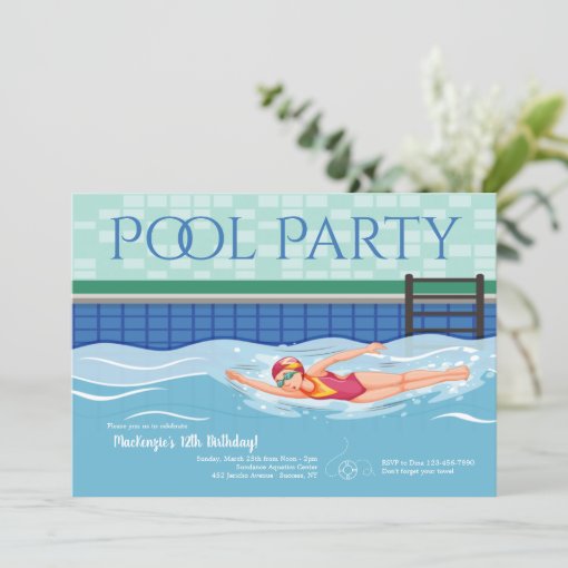 Girl Swimmer Invitation | Zazzle