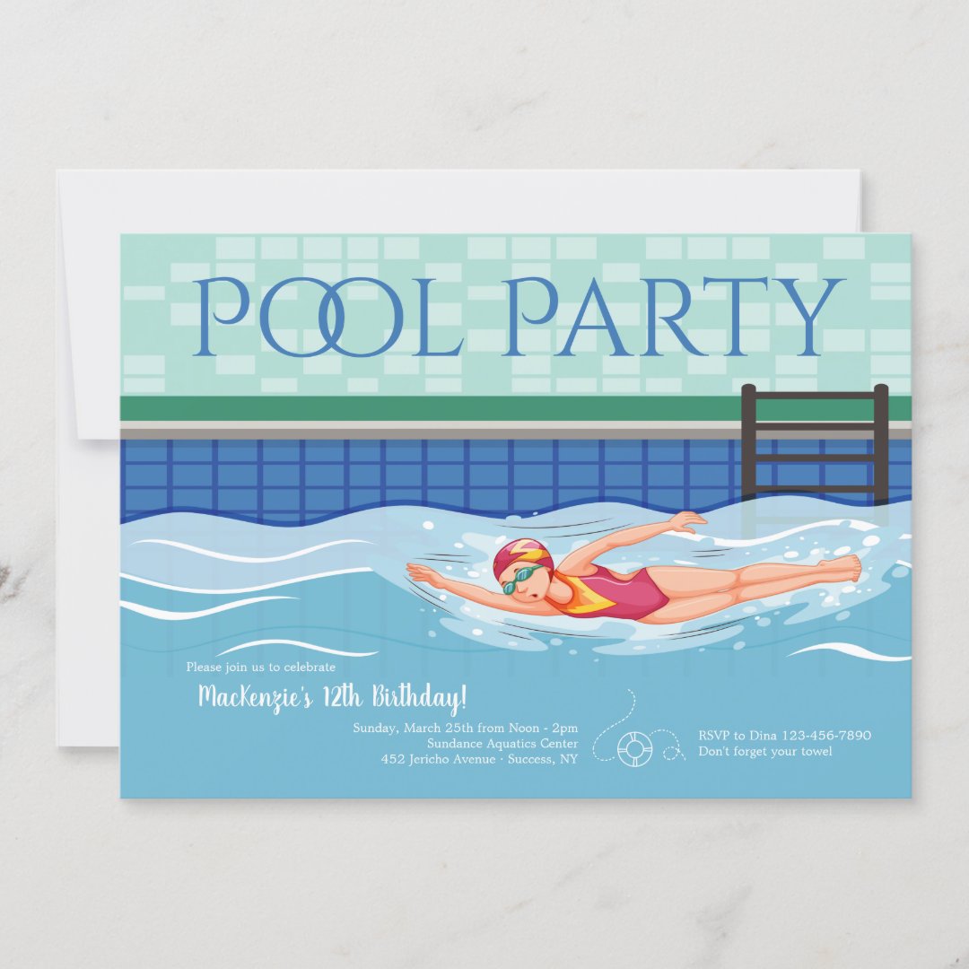 Girl Swimmer Invitation | Zazzle