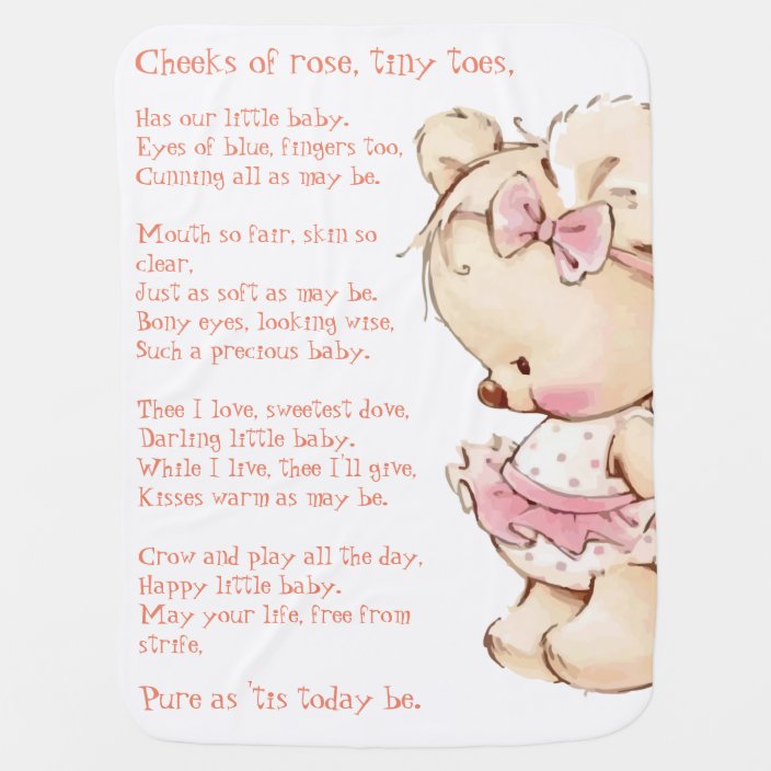 Girl Teddy Bear, Cheeks of Rose Song Baby Blanket | Zazzle.com