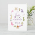 Girl Three Rex Dinosaur 3rd Birthday Invitation | Zazzle