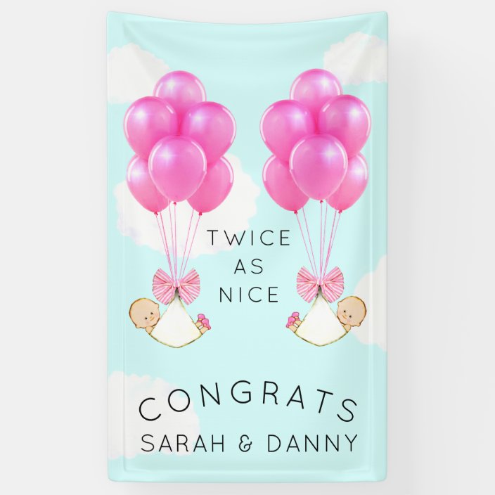 girl twins baby shower banner | Zazzle.com