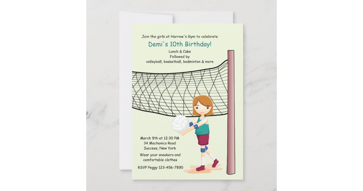 Girl Volleyball Player Birthday Party Invitations | Zazzle