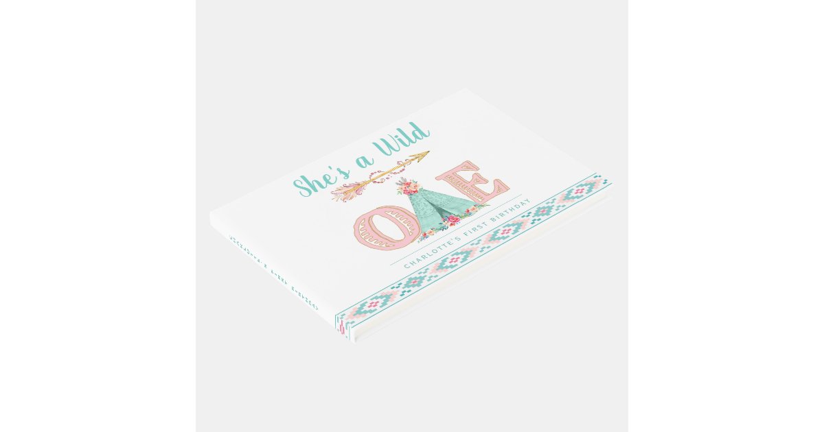 Girl Wild One First Birthday Party Guest Book | Zazzle