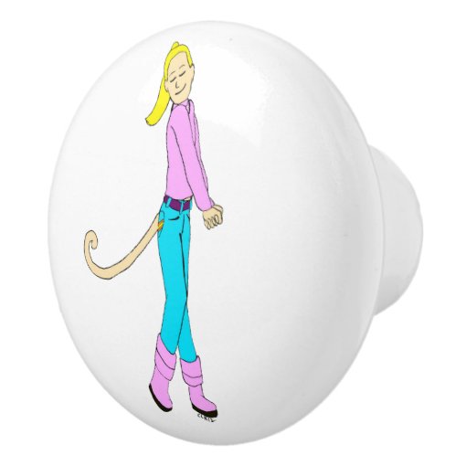 girl with a tail ceramic knob | Zazzle